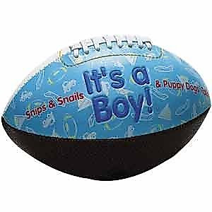 "IT'S A BOY" FOOTBALL -BIRTH ANNOUNCEMENT/Keepsake/GIFT/BLUE - INCLUDES DISPLAY BOX/Shower/CHRISTENING/NEW BABY GIFT 5" INCLUDES Plastic DISPLAY Box