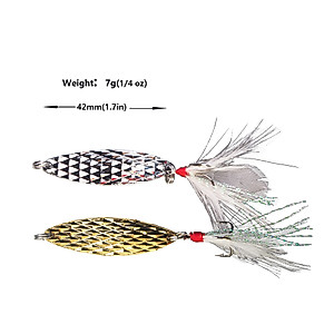 DAIMOUTH 10pcs Fishing Spoons Lures Metal Spoon Fishing Lures Spinner Baits Fishing Baits with Feathered Treble Hook for Salmon Walleye Bass,5g-20g