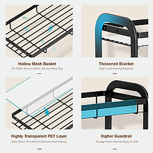 Niluks Bathroom Countertop Organizer, Large Capacity Bathroom Counter Shelf, 2 Tier Metal Makeup Skincare Toiletries Cosmetic Countertop Tray Organizers for Bathroom Vanity, Kitchen (Black)