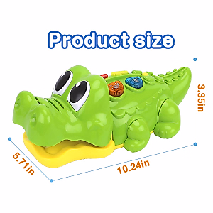 Nueplay Alligator Musical Crawling Toy for 1 2 3 Year Old Kids Babies Toddler Boy Girl Educational Learning Infant Toy with Music Light Game Modes 8 Songs with 3 AA Batteries