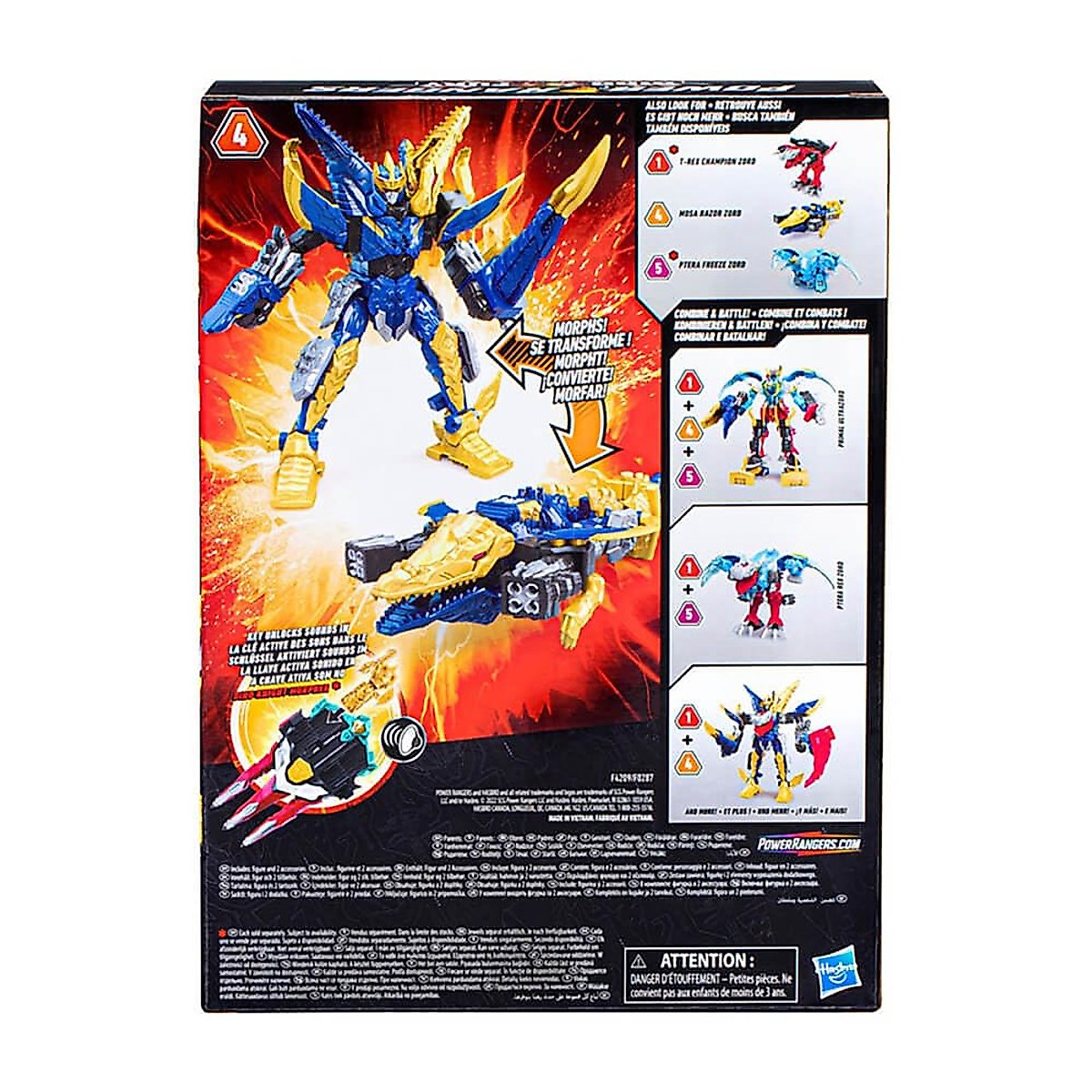 Power Rangers Dino Mosa Razor Zord for Kids Ages 4 and Up Morphing Dino Robot Zord with Zord Link Mix-and-Match Custom Build System