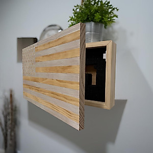 American Flag Concealed Gun Cabinet, Hidden Gun Storage American Flag (Whitewashed)