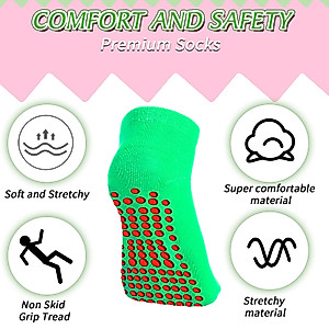 Geyoga 12 Pairs Non Slip Socks Women Yoga Socks with Grips Pilates Socks Hospital Anti Slip Gripper Ballet Fitness Socks(Bright Color)