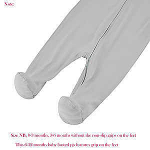 Aablexema Baby Footie Pajamas Zipper - Rayon from Bamboo Infant Footed Pjs with Mittens Sleepwear Jammies(Light Grey & Black Grey,0-3m)