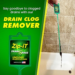The original Zip-It Hair Clog Remover 25-inch Overall Length Drain Snake Cleaner (3-Pack), Unclog Your Sink, Shower, & Tub Drain In Seconds – Non-toxic, Made in the USA