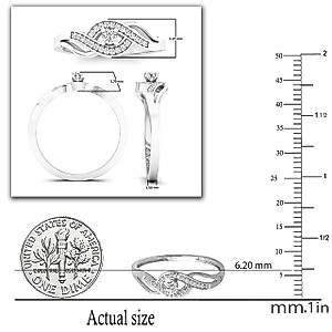 Dazzlingrock Collection DGLA CERTIFIED Round White Diamond Criss Cross Promise Ring for Women (0.15 ctw) in 14K White Gold, Size 7