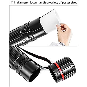 QWORK Drafting Tube, 2 Pack Poster Tube Blueprint Case, 30 5/16" - 44 1/2" Telescoping Art Tube Large Storage Tube Holder, Diameter-3 15/16", for Draft Sketch Documents
