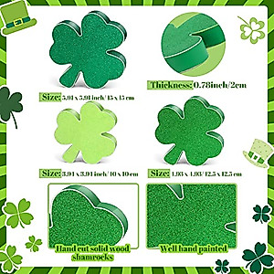 3 Pieces St. Patrick’s Day Table Shamrocks Signs Glitter St. Patrick's Table Decor Green Shamrock Table Decorations for Home Office Irish Themed Party Decor