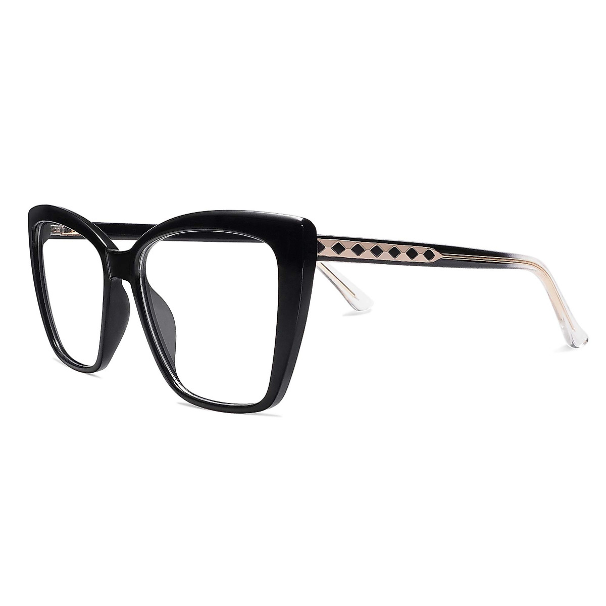 AMOMOMA Trendy TR90 Oversized Blue Light Reading Glasses Women,Stylish Square Cat Eye Glasses AM6031C1 with Black Frame 1.5 x