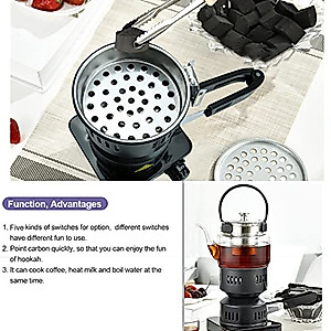 Charcoal Starter - Coal Burner Hot Plate Durable Faster Electric Coal Stove 120V~650W with Detachable Handle Stainless Steel Grill & Rack Smart Heat Control for BBQ Kitchen