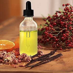 Comrzor 24 Pack 2oz Clear Glass Bottles with Glass Eye Droppers for Essential Oils, Perfumes & Lab Chemicals (Brush, Funnels, 2 Extra Droppers, 36 Pieces Labels & 30ml Measuring Cup Included)