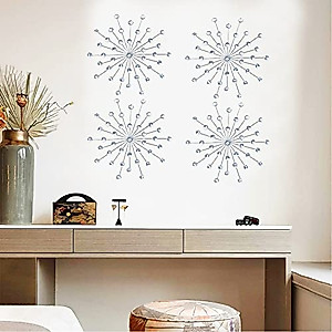ZEXUIRU 3 Set Silver Metal Jeweled Wall Art Bling Crystal Home Décor Starburst Rhinestone Wall Hanging Diamond Accents