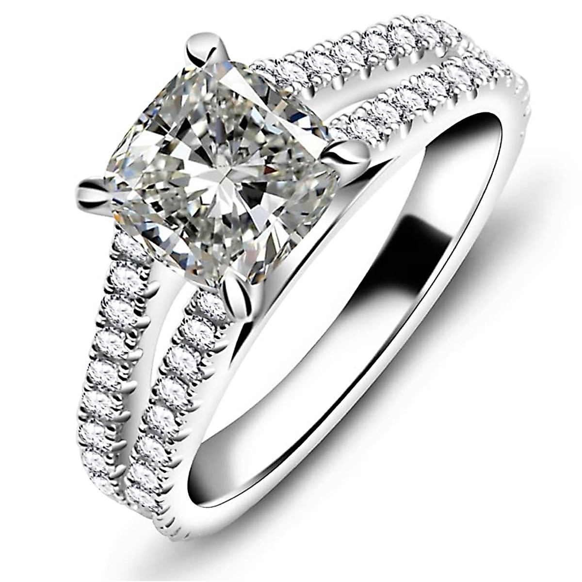 Jolics Cushion Cut 7 * 7mm 2ct Simulated Diamond Women's Wedding Ring 925 Sterling Silver Engagement Ring Promise Ring Sizes 5-10 (5)