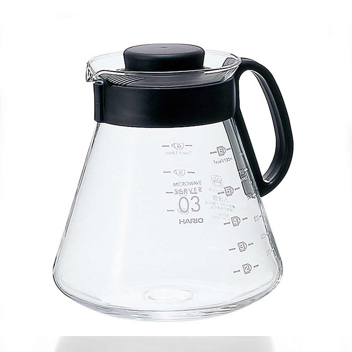 Hario V60 Glass Range Coffee Server Pour Over Carafe Microwave Safe 800mL, Black