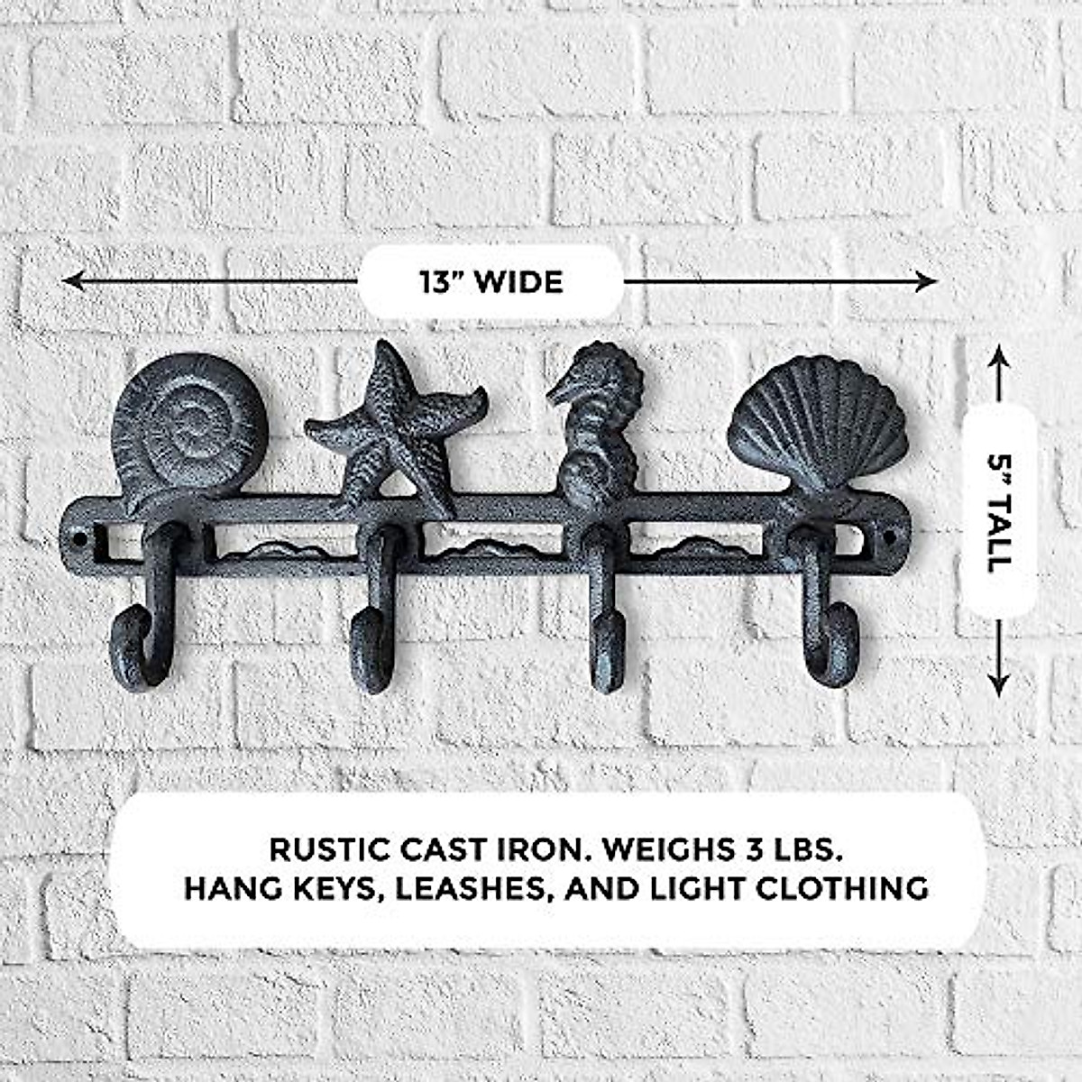 Wallcharmers Rustic Seashell Hooks | Keys, Leashes, & Outdoor Towel Holder