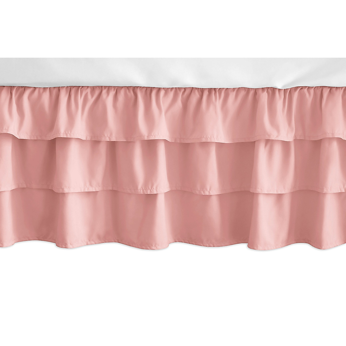Sweet Jojo Designs Solid Coral Girl Ruffled Tiered Baby Crib Bed Skirt Dust Ruffle for Feather Collection