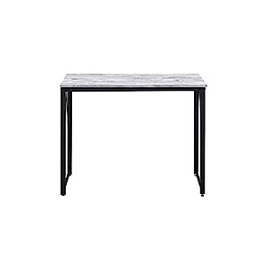 Afaris Computer Desk 35 inch Length Home Office Desk, Small Study Writing Table, Adjustable feet, Modern Furniture for Home Office, Black Metal Frame,Antique White