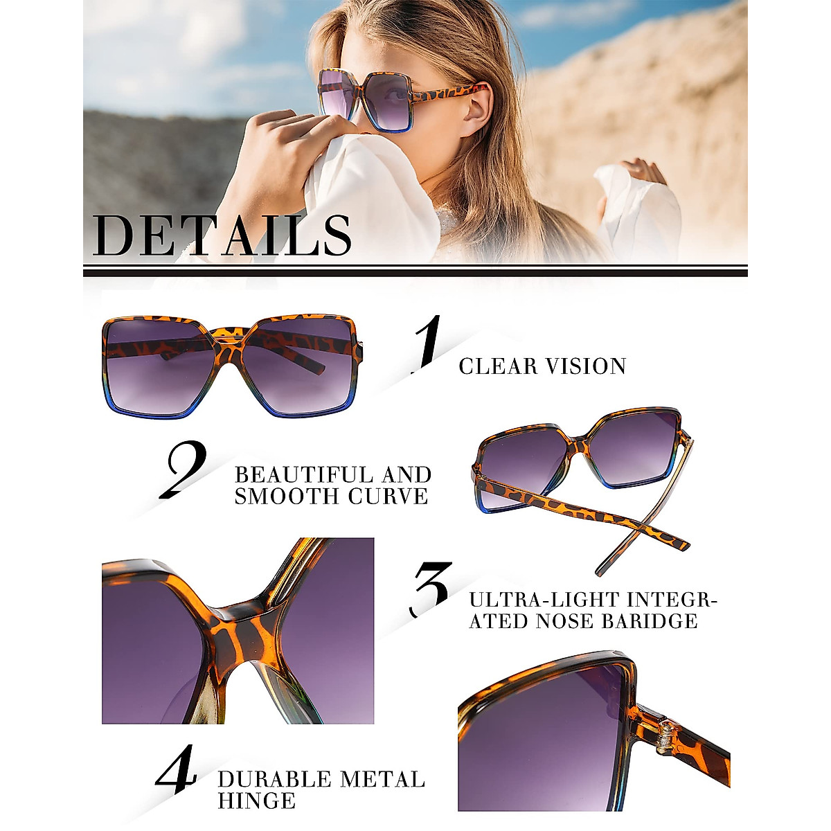 Coume 12 Pairs Square Oversized Sunglasses Shades Retro Square Sunglasses for Women Men Trendy Sunglasses Y2k Sunglasses