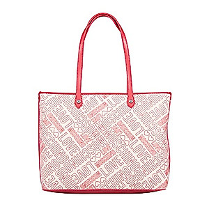 Love Moschino Cream Red Signature embossed construction for womens