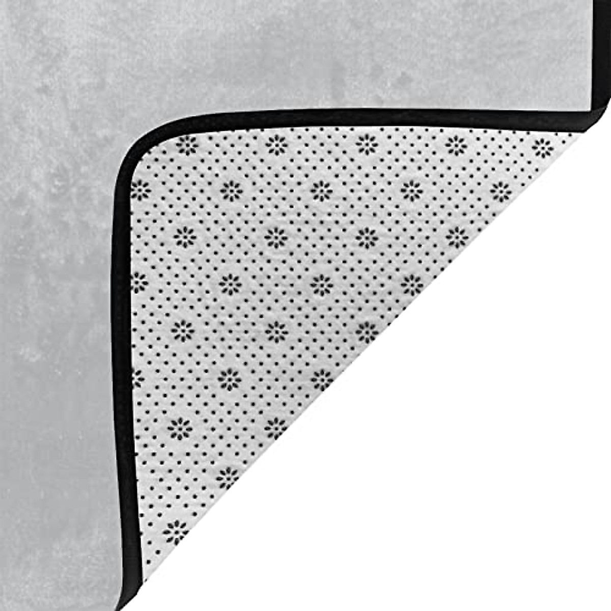 Bath Rugs Red Poppy Flowers Daisy Independence Day Holiday Sponge Doormat Absorbent Non Slip Backing Flannel Mat White and Red Stripe Memory Foam Mats for Bathroom Kitchen 24x36Inch