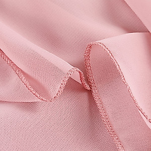 14FT Dusty Rose Chiffon Table Skirt Sheer Rectangle Tablecloth for Wedding 1st Baby Girl Birthday Party Bridal Shower Decoration