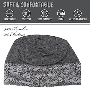 Lace Turban Head Wrap Head Coverings for Women Sleep Caps for Women Short Hair Grey
