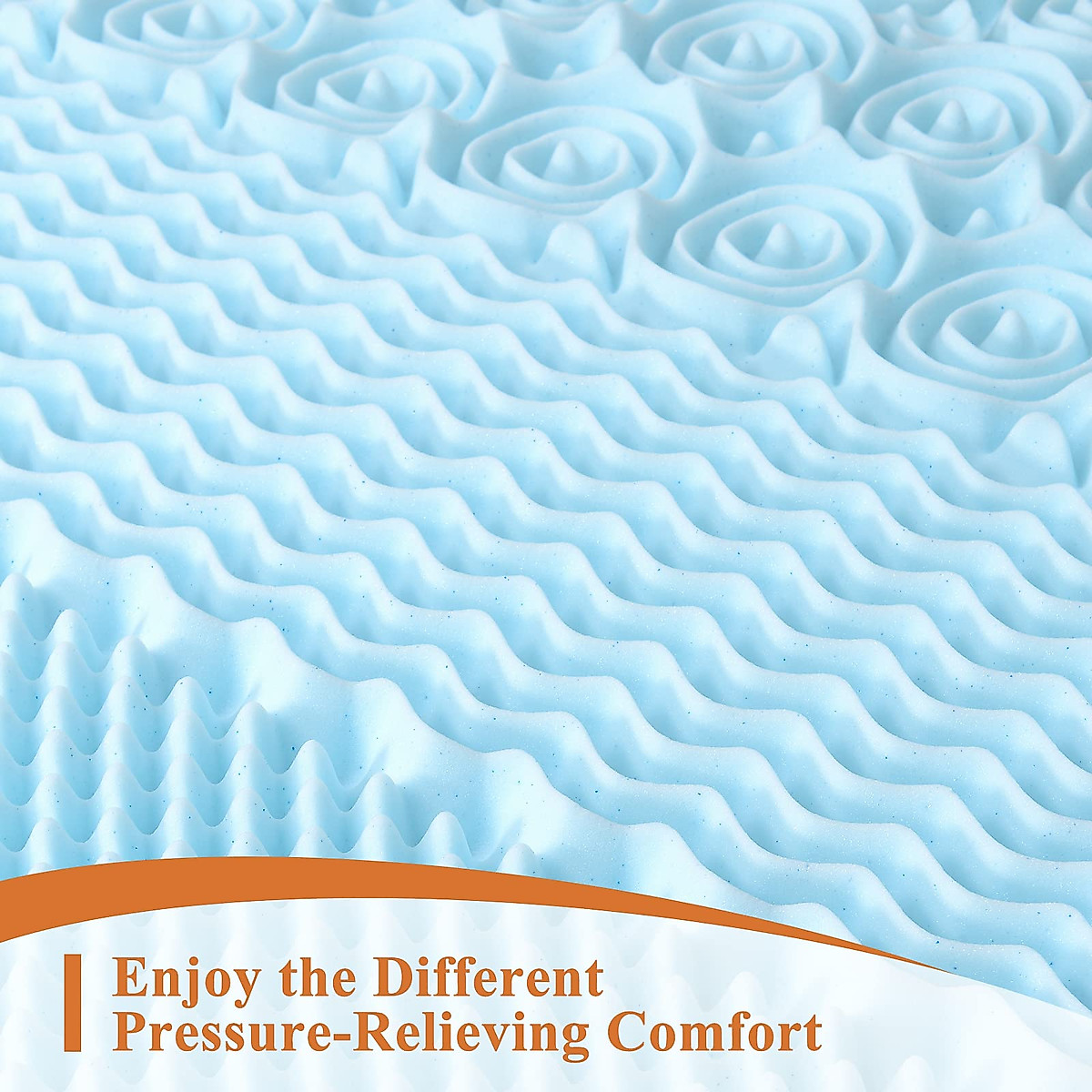 NeuType 3 Inch Memory Foam Mattress Topper Queen Size Mattress Topper 7 Zoned Comfort Cooling Gel Infused Bed Topper CertiPUR-US Certified, Foam Mattress Pad for Pressure-Relieving