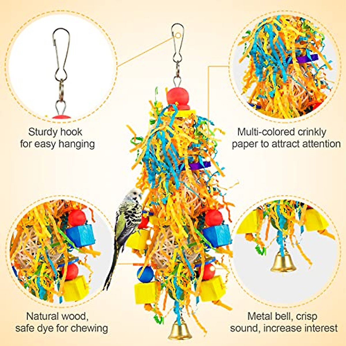 MEWTOGO Small Bird Shredder Toy - Parrot Foraging Shredding Toy for Finches,Cockatiels,Budgies,Parakeets,and Sun Conures