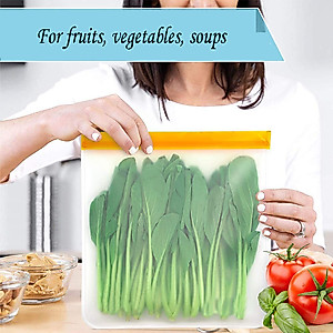 WeTest PEVA Reusable Food Bags,5-Pack Leakproof Ziplock Gallon Freezer Bags for Sandwich,Fruit,Snack,Meat,Meal Prep,Home Organization,Orange