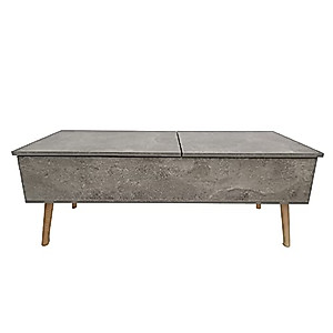 Aline Lift-Top Convertible Coffee Table with Wooden Legs (Gravel Grey)