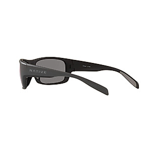 Native Eyewear Eddyline Polarized Rectangular Sunglasses, Granite/Matte Black/Blue Reflex, 64 mm