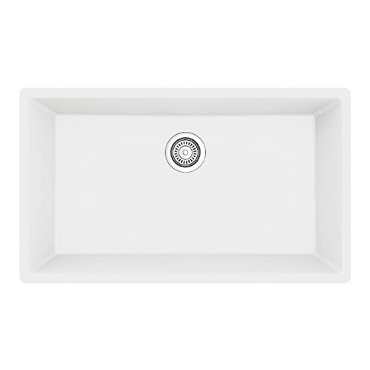 Karran QU-812 Undermount 32.5 in. Large Single Bowl Quartz Kitchen Sink Kit in White