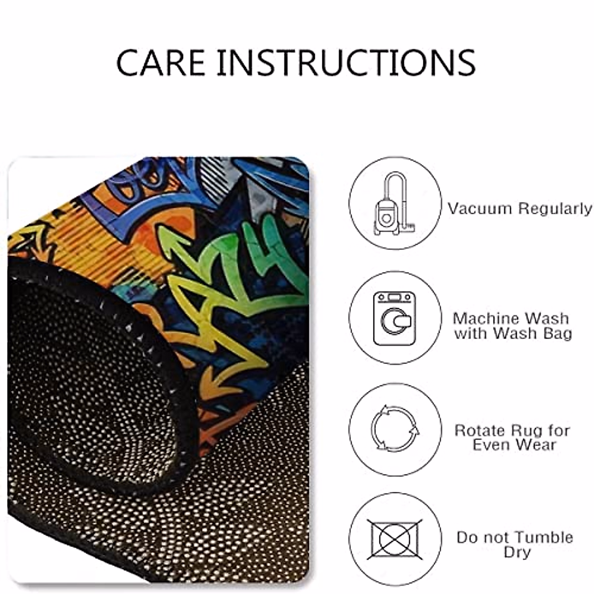 Modern Abstract Area Rugs for Living Room Kitchen Bedroom Abstract Bright Graffiti Pattern with Bricks Paint Drips Words in Bathroom Rugs Stain Resistant Carpet Mat Pad Rectangular Home Decor