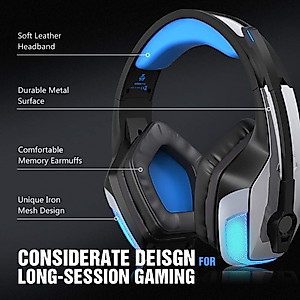 HLDTech V-4 Gaming Over-Ear Headset for PS5 PS4 Switch Xbox One, Clear Sound Headphones All-in-One with Mic Stereo Surround Noise Reduction LED Lights Volume Control for Laptop, PC, Tablet, Cellphone