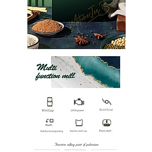 GTUOXIES Electric Grinding Miller, Portable Grain Grinder, Household Flour Miller, Fine Milling, Dry and Hard Grinding for Coffee, Spice, Pepper Beans and More, Stainless Steel Blades (Green)