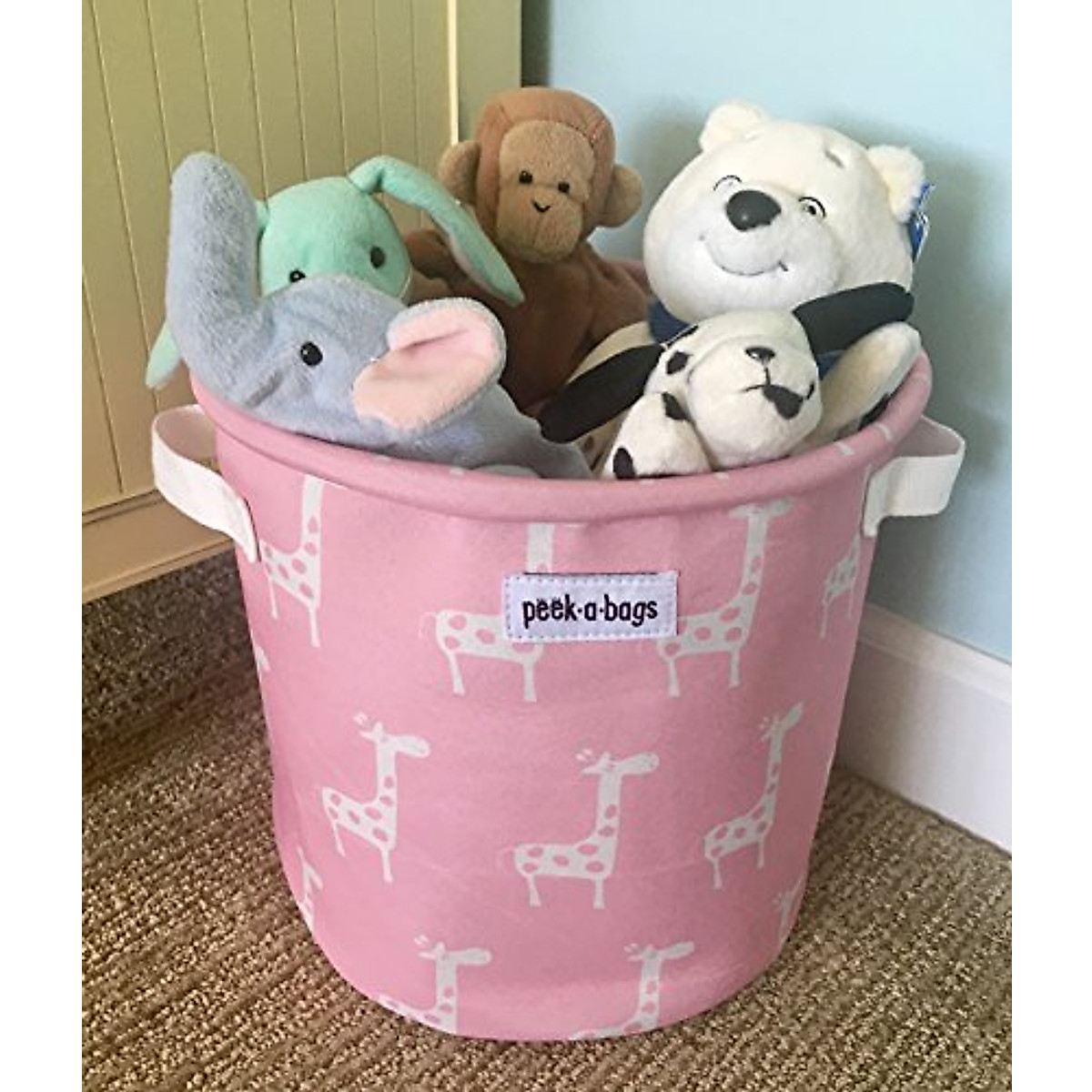 Toy Storage Organizer Canvas Bin, PEEK-A-BAGS Kid's Toy Storage - Books, Blocks, Baby Toys, Legos, Small Stuffed Animals. Organize Nursery, Bedroom, Playroom, Living Room, & Closets.