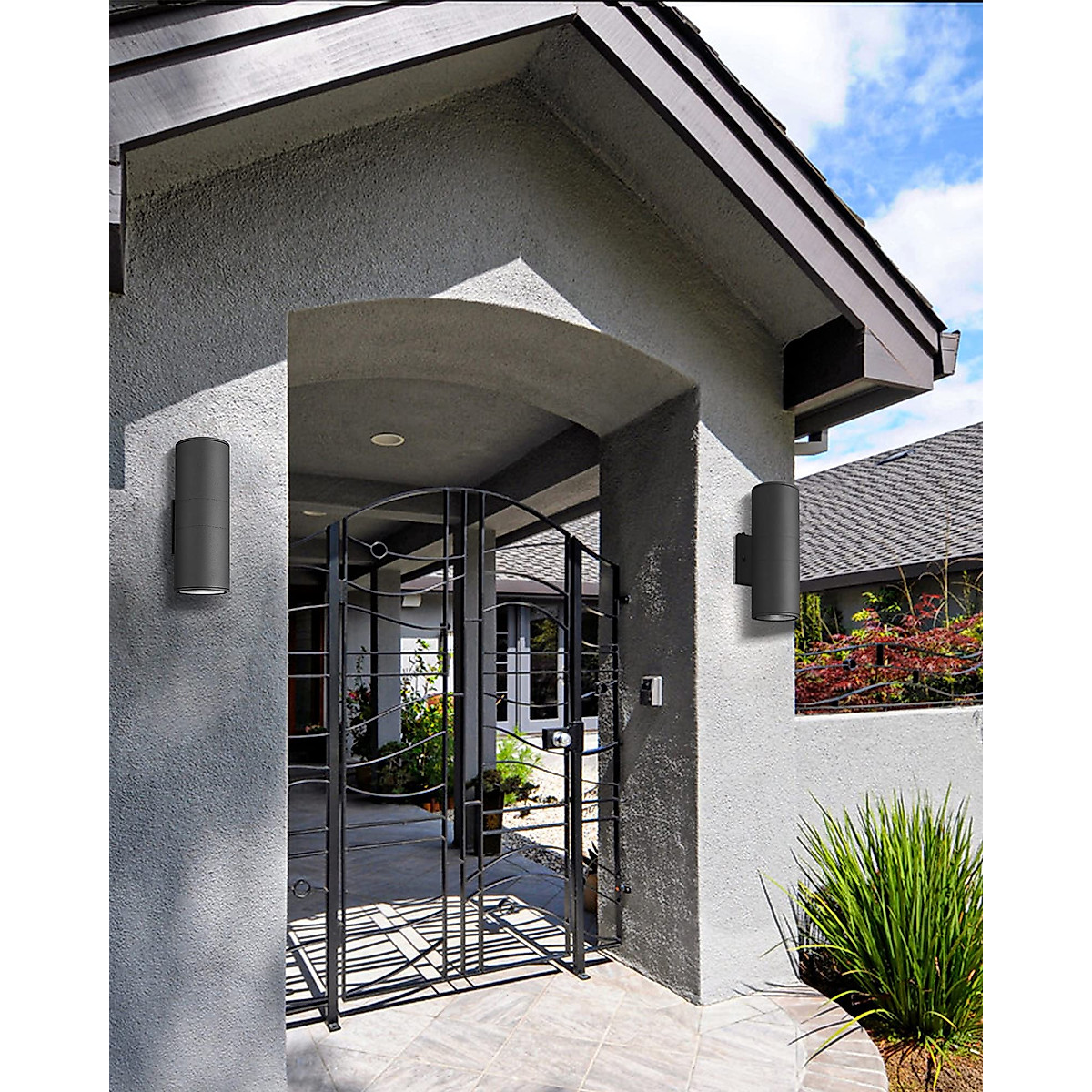 Ken & Ricky Outdoor Wall Light, Dusk to Dawn Sensor Exterior Light Fixture, Up and Down Wall Sconce with Photocell Sensor for Porch Patio Garage House Entryway-1 Pack