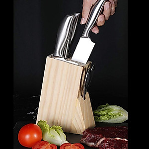 Knife Set, Professional Cleaver Knife Set with Wood Storage Block Stainless Steel Asian Butcher Knife Block Set with Sharpener,Sharp Cutlery Large Blade Cutting Knives Set