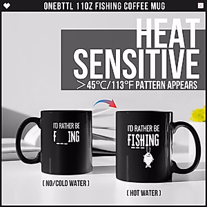 Onebttl Fishing Gifts for Men, Coffee/Cold Drinks Mug, Fishmen Gift for Fishing Lover, Ceramic Heat Changing Mug, Gift Idea Cup For Christmas, Birthday- I'd Rather Be FISHING