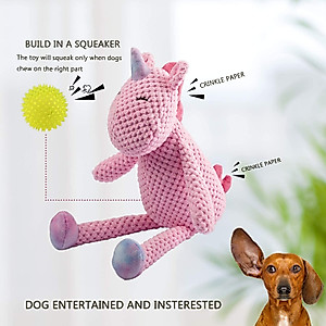 GOOLA Dog Squeaky Toys Interactive Toys Durable Plush Toy Chew Dog Toys with Squeaker and Crinkle Paper for Squeaky Plush Dog Toys Pack for Puppy Small Middle Large Dogs,Unicorn Soft Pet Toys