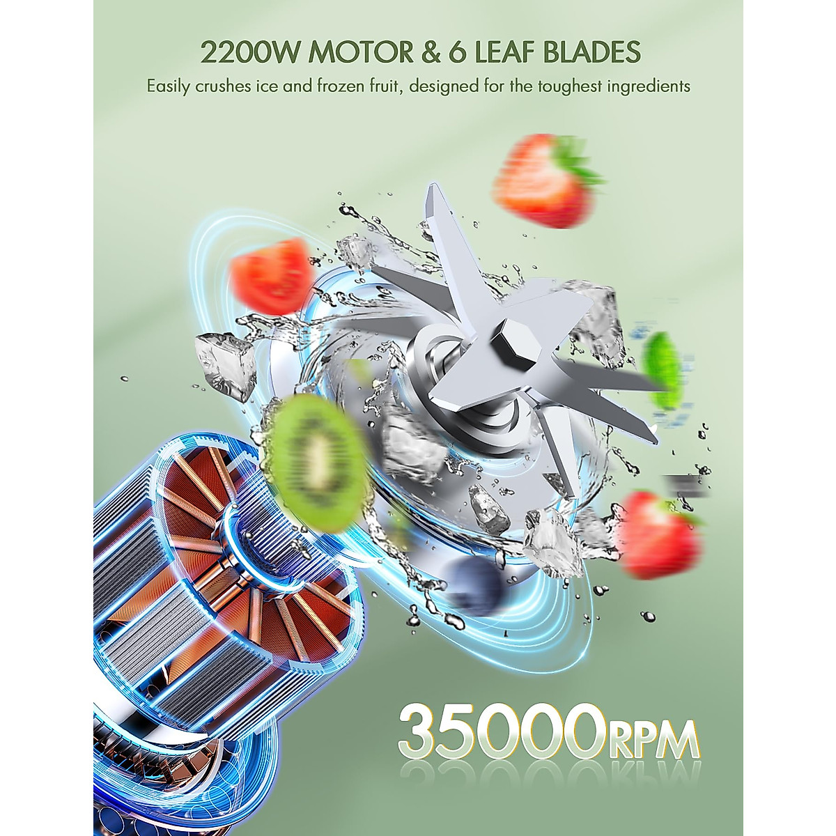 VEWIOR 2200W Blenders for Kitchen, Professional Smoothie Blender with 68oz Tritan Container & 27oz To-Go Cup, Countertop Blender for Smoothies