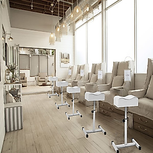Qiwey Adjustable Pedicure Nail Footrest Stool,Manicure Foot Rest Chair with Soft Cushion Design,Pedicure Foot Rest for Nail Tech Nail Equipment Salon Spa (White)