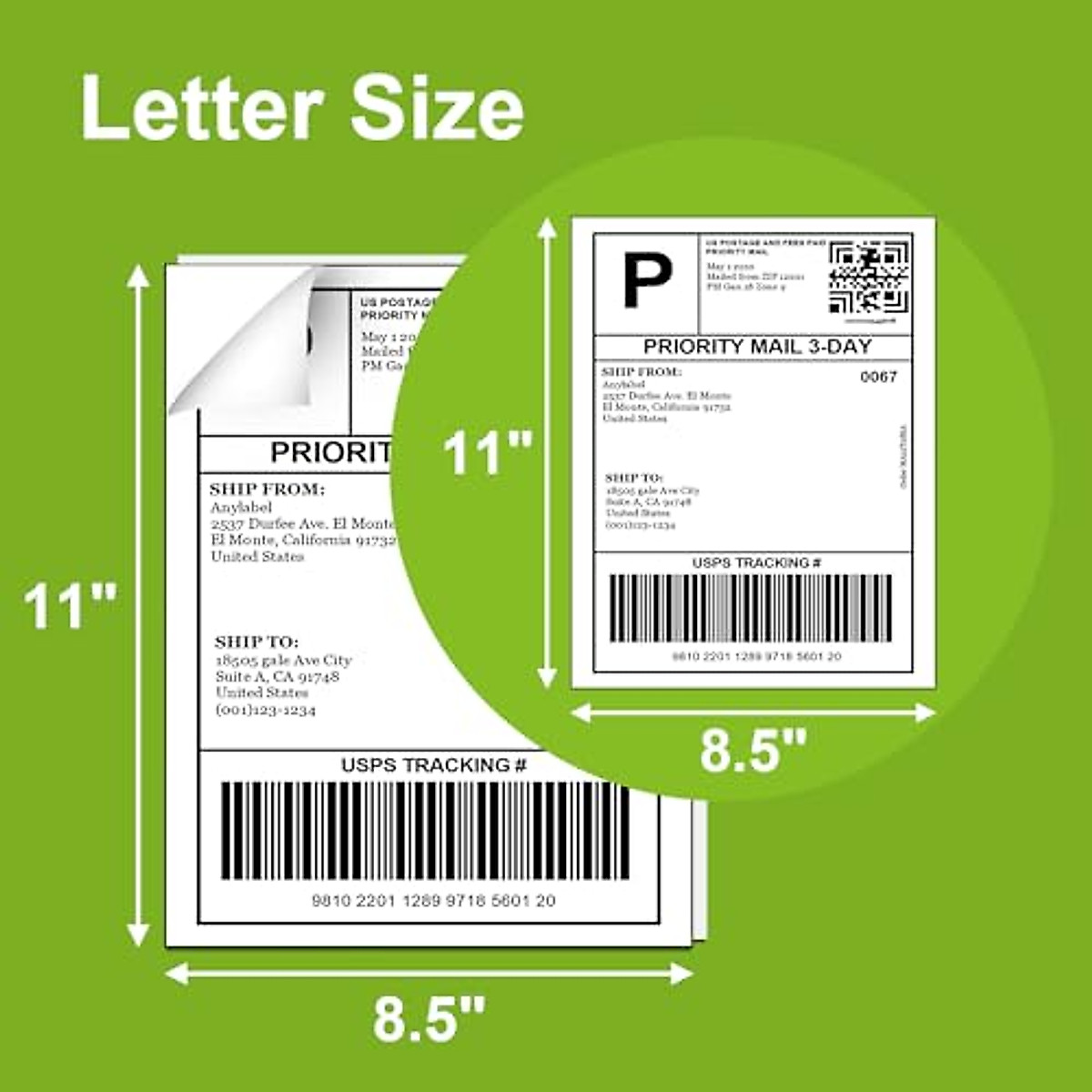 Anylabel 8.5" x 11" Full Sheet Label Sticker for Laser & Inkjet Printer - 1 Per Page Shipping Labels for Packages Permanent Adhesive Easy Peel, Full Page Shipping Labels (100 Sheets, 100 Labels)