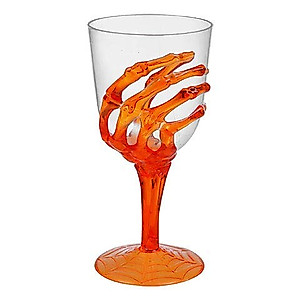 Halloween Skeleton Hand Plastic Goblets - Champagne Flutes - Stemless Cups - Perfect for Creepy Spooky Halloween Decorations and Haunted House - Choose Set of 3 Each (Goblets - Set of 3)