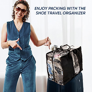 Shoe Travel Bag for Multiple Shoes 8 Pairs - Travel Shoe Organizer - Portable Luggage Shoes Carrier Sneaker Bag - Shoe Storage Case - Oxford