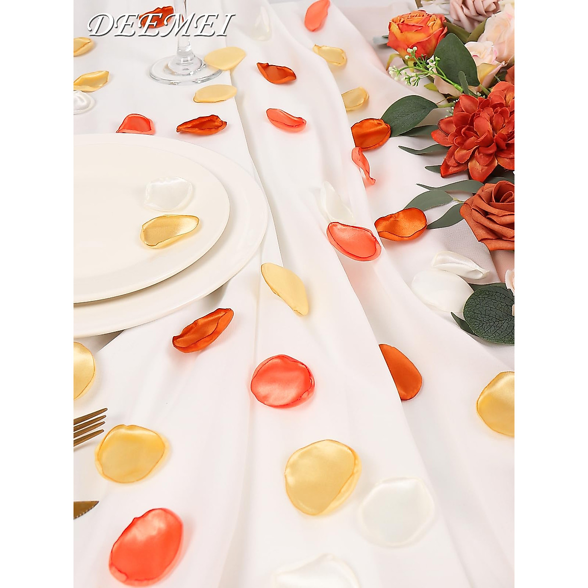 DEEMEI 400pcs Silk Rose Petals for Wedding Artificial Flower Petals Bulk for Basket Fall Wedding Aisle Runner Bridal Shower Table Decor(Orange)
