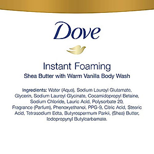Dove Purely Pampering Body Wash with NutriumMoisture Technology Shea Butter and Vanilla Paraben Free Bodywash 13.5 fl oz 4 Count