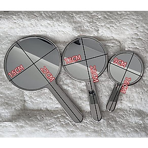 lasenersm 1 Piece Hand Mirror with Handle Round Hand Held Mirror for Makeup Hairdressing Handheld Mirror with Handle Stylish Hand Mirror for Women for Home Hair Salon Use, 4.7 x 8.6 Inches