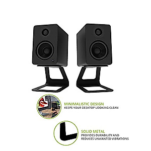 Kanto SE2 Elevated Desktop Speaker Stands for Small Speakers & Compact 2”-3” Studio Monitors | 3.8” Tall | Supports 7.1 lbs | Damping 1.5 mm Silicone Padding | Pair | Black