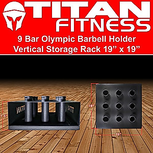 Titan Fitness Olympic Barbell 9 Holder Vertical Storage Display Rack 19" x 19"